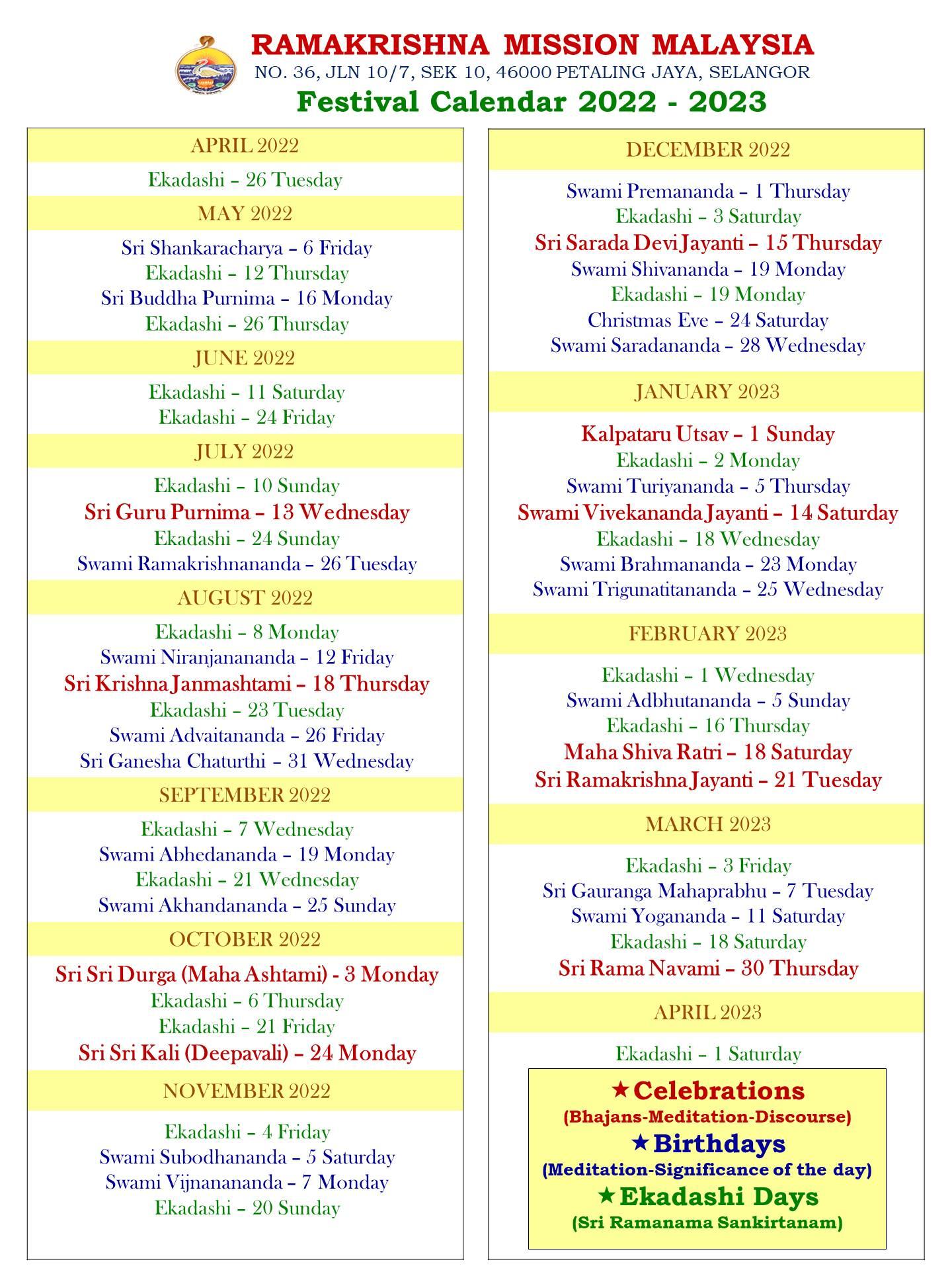 Festival Calendar